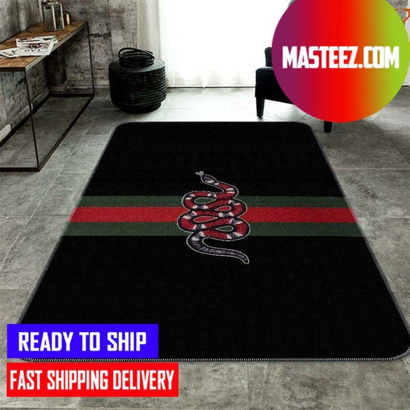 Black Gucci Snake Vintage Web Gucci Rectangular Rug - Masteez