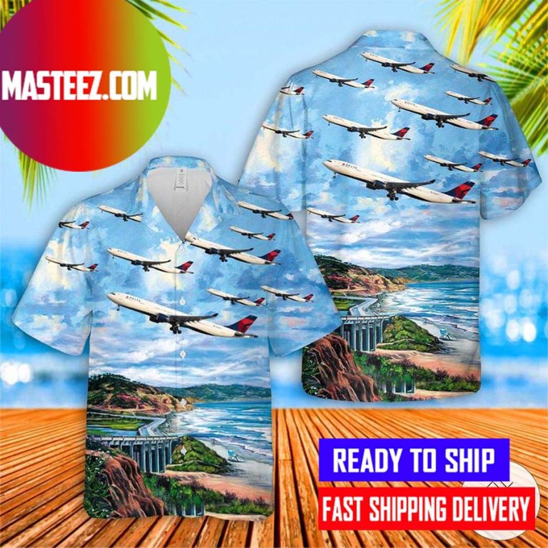 Delta Air Lines Lockheed L-1011-1 Tristar Hawaiian Shirt - Masteez Delta Air Lines Lockheed L-1011-1 Tristar Hawaiian Shirt - Masteez