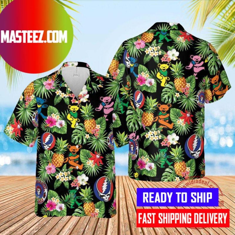 Grateful Dead Aloha Dancing Bear Logo Pattern Hawaiian Shirt - Masteez