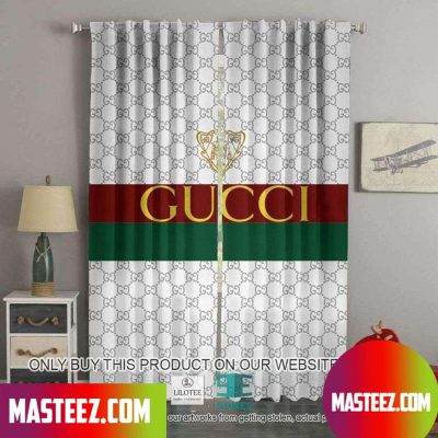 Gucci Gold Logo Brown Windown Curtain - Masteez
