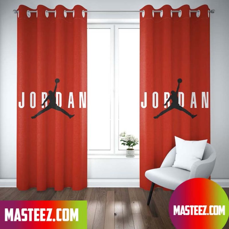 Jordan Sport In Red Background Window Curtain - Masteez