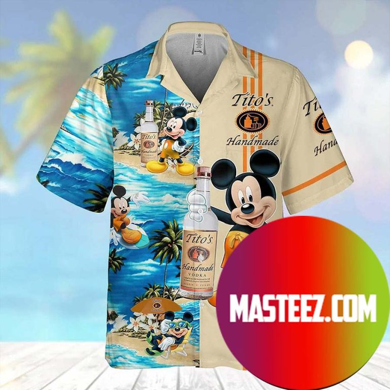 Mickey Mouse x Tito Handmade Vodka Summer Beach Hawaiian Shirt - Masteez