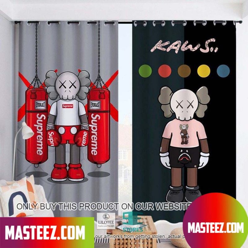 Supreme Kaws Black Grey Color Windown Curtain - Masteez