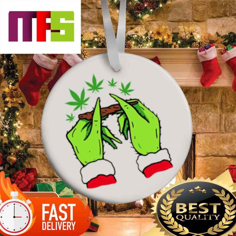 Grinch Rolling Blunt Weed Funny Custom Christmas Ornaments 2023 - Masteez