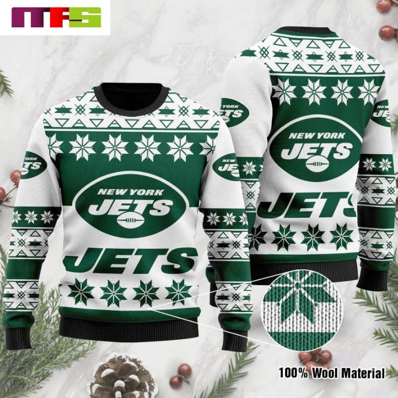 NFL New York Jets Big Logo On Green Background Christmas Ugly Sweater 2023