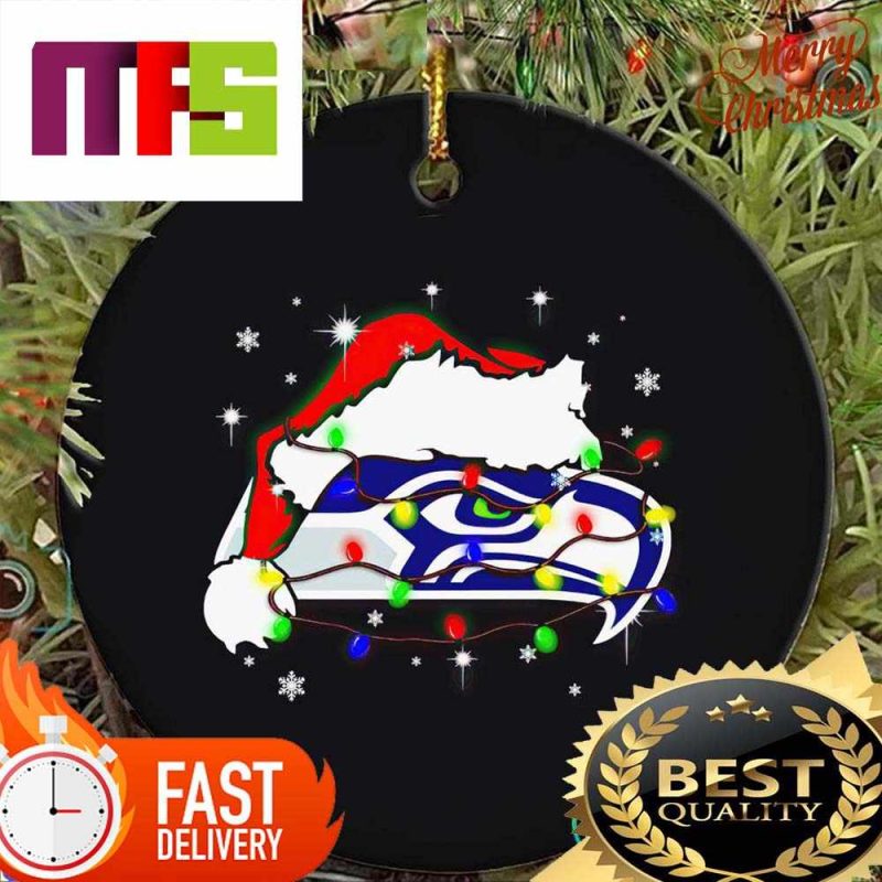 NFL Seattle Seahawks With Santa Hat Custom Christmas Ornaments 2023 ...