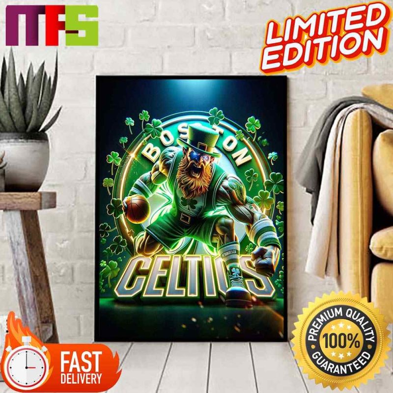 NBA Realistic 3D Logo Of Boston Celtics Home Decor Poster - Masteez