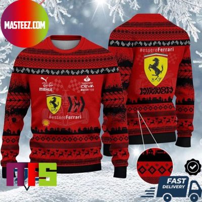 Scuderia Ferrari F1 Team Reindeer Pattern For Holiday Ugly Christmas ...