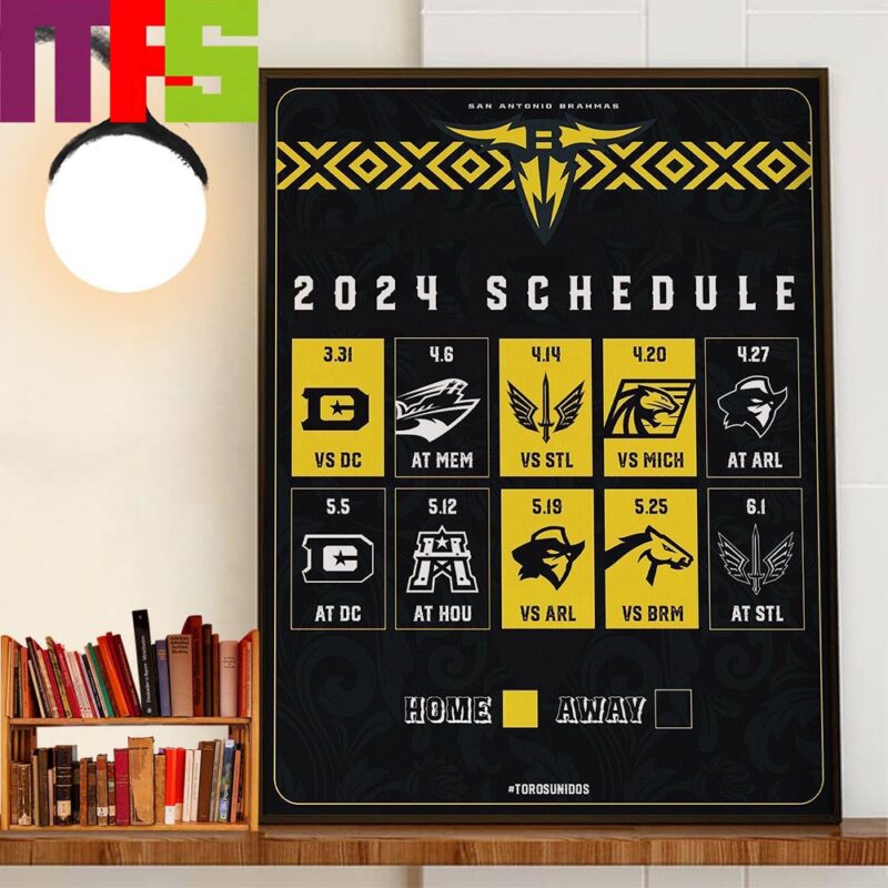 San Antonio Brahmas 2024 Schedule Decor Wall Art Poster Canvas - Masteez