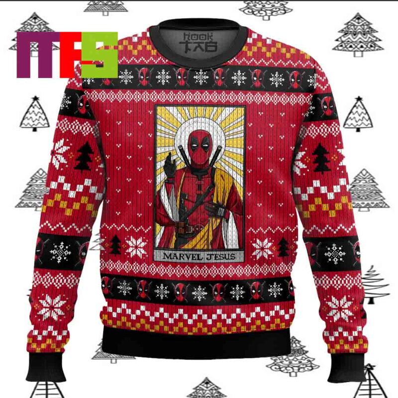 Marvel Jesus Deadpool Ugly Sweater - Masteez