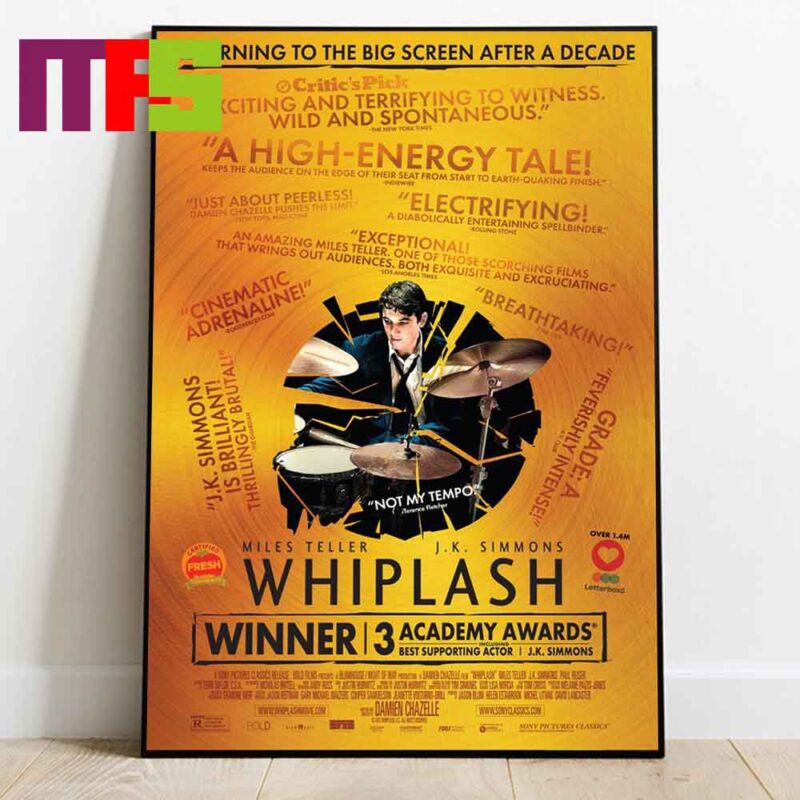 Official 10th Anniversary Poster For Whiplash Returning to Theaters September 20th Home Decor ...