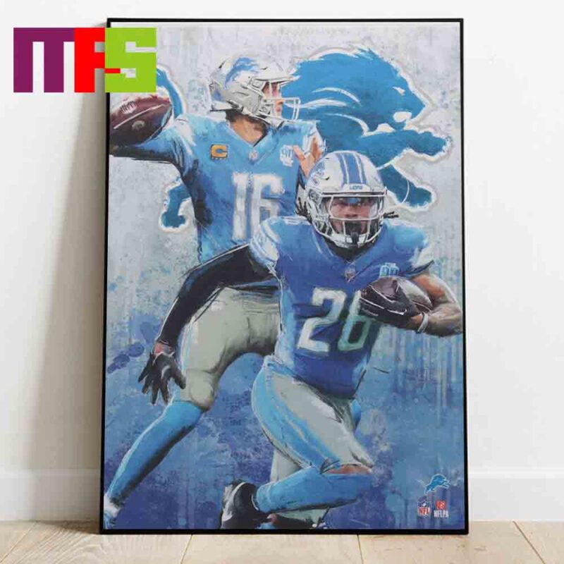 Detroit Lions NFL Jared Goff And Jahmyr Gibbs Graffiti Home Decor ...