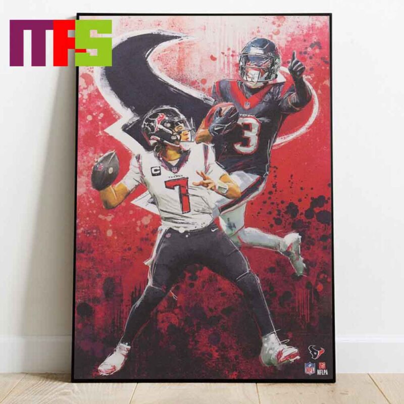 Houston Texans CJ Stroud And Tank Dell NFL Graffiti Home Decor Poster ...